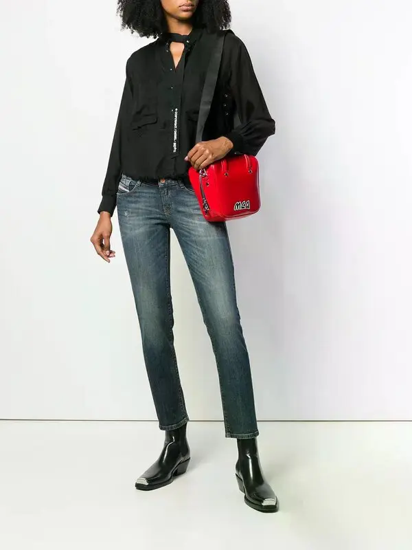 DIESEL® Viscose Twill Shirt With Knitted Mandarin Collar