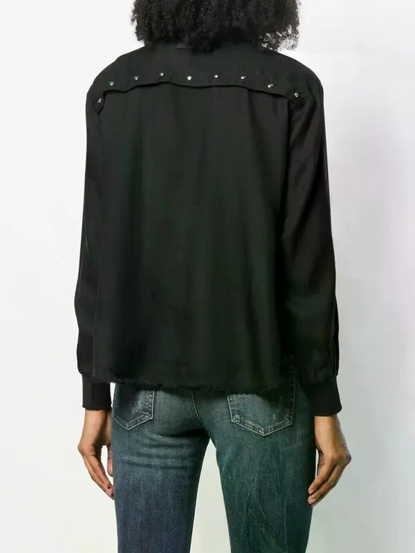 DIESEL® Viscose Twill Shirt With Knitted Mandarin Collar