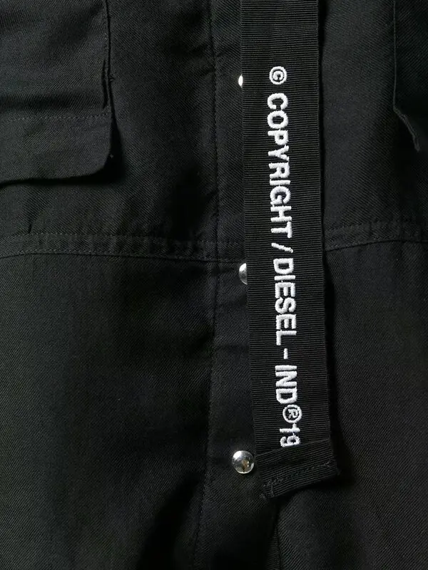 DIESEL® Viscose Twill Shirt With Knitted Mandarin Collar