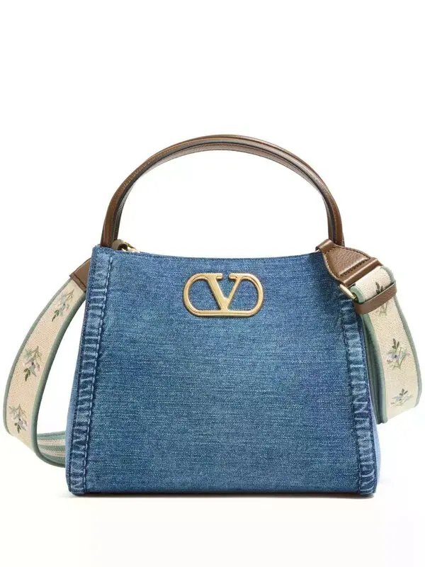Valentino Garavani Alltime Medium Handbag In Denim - Blue