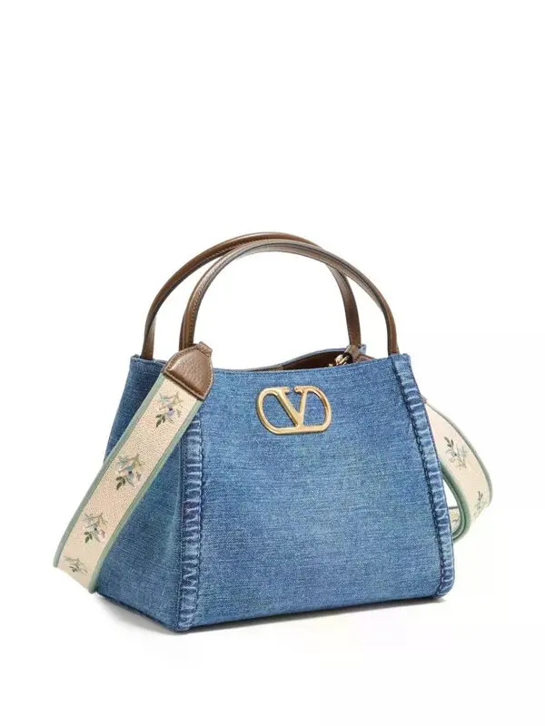 Valentino Garavani Alltime Medium Handbag In Denim - Blue