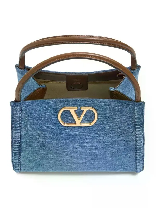 Valentino Garavani Alltime Medium Handbag In Denim - Blue