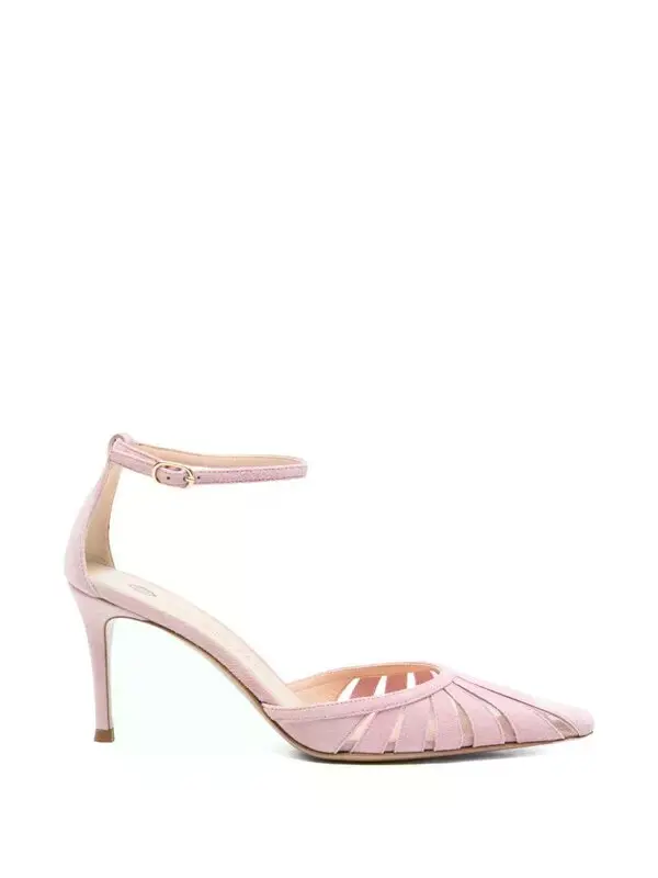 Roberto Festa Suede Pointed Toe Ankle Strap Stiletto Pumps