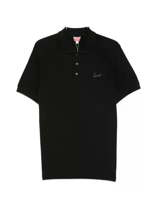 Kenzo Logo-embroidered Piqué Polo Shirt - Black