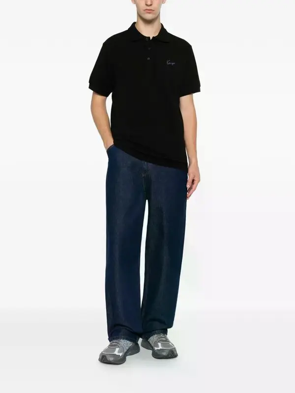 Kenzo Logo-embroidered Piqué Polo Shirt - Black