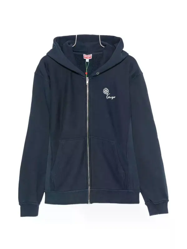 Kenzo Floral Print Zip-up Hoodie - Blue