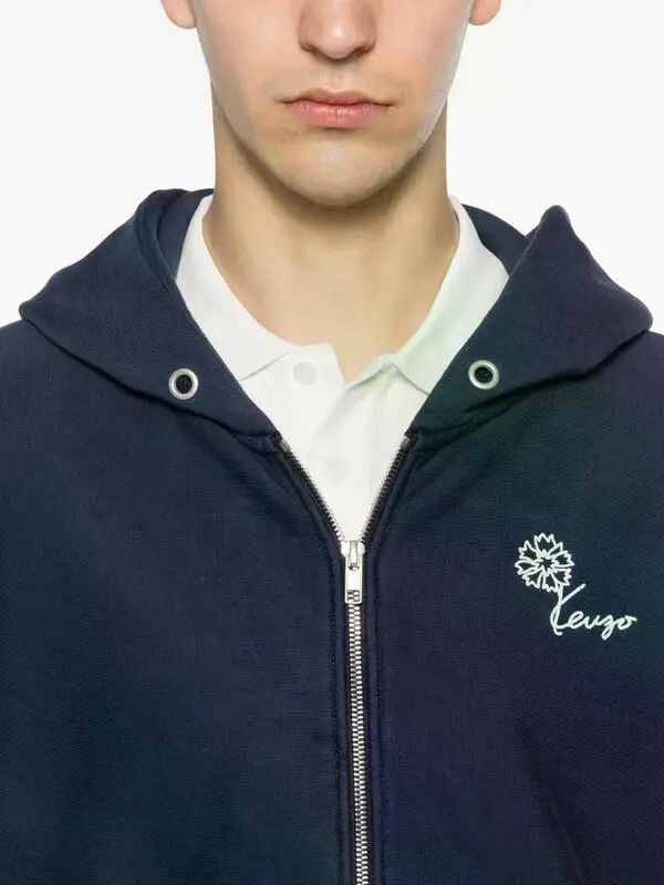 Kenzo Floral Print Zip-up Hoodie - Blue