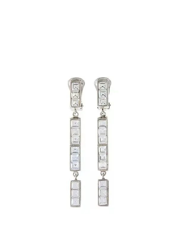 Alessandra Rich Crystal Pendant Drop Earrings - Silver