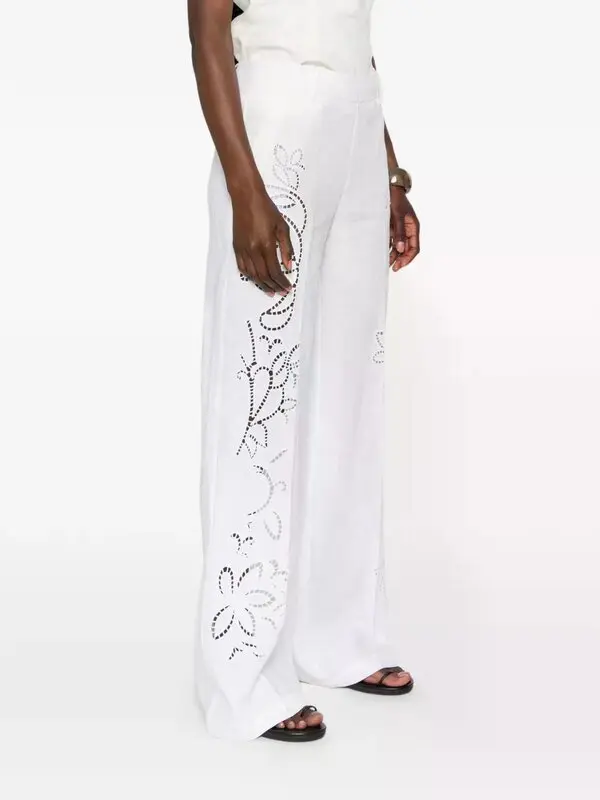 ERMANNO FIRENZE Broderie Anglaise Wide Leg Trousers