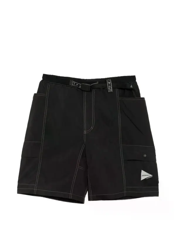 AND WANDER Brushed Cargo Shorts - Black