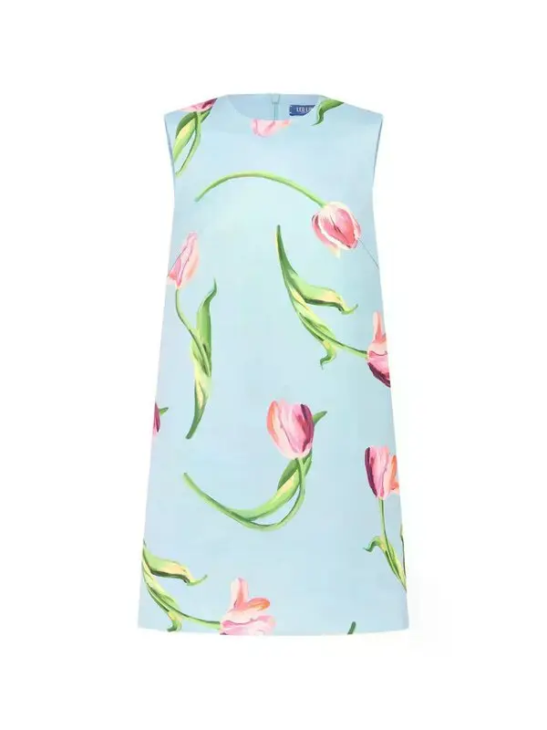 LEO LIN Yvonne Tulip-print Mini Dress - Blue
