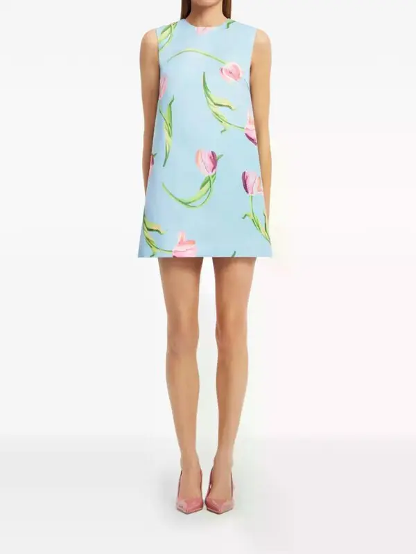 LEO LIN Yvonne Tulip-print Mini Dress - Blue
