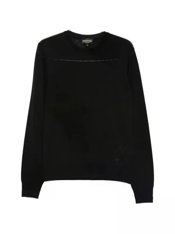 Emporio Armani Crew-neck Virgin Wool Sweater - Black