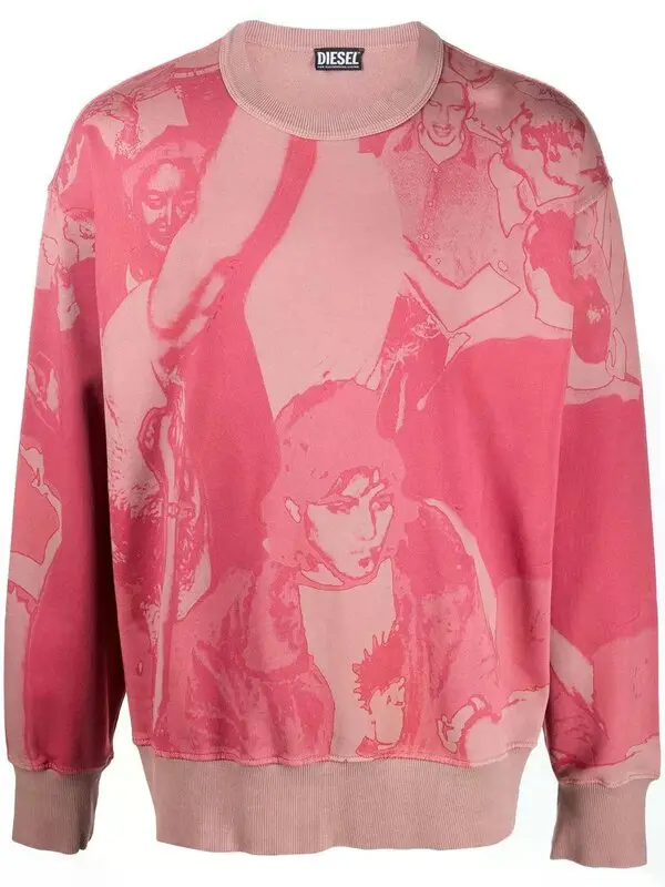 DIESEL® Graphic Print Long Sleeve Sweatshirt
