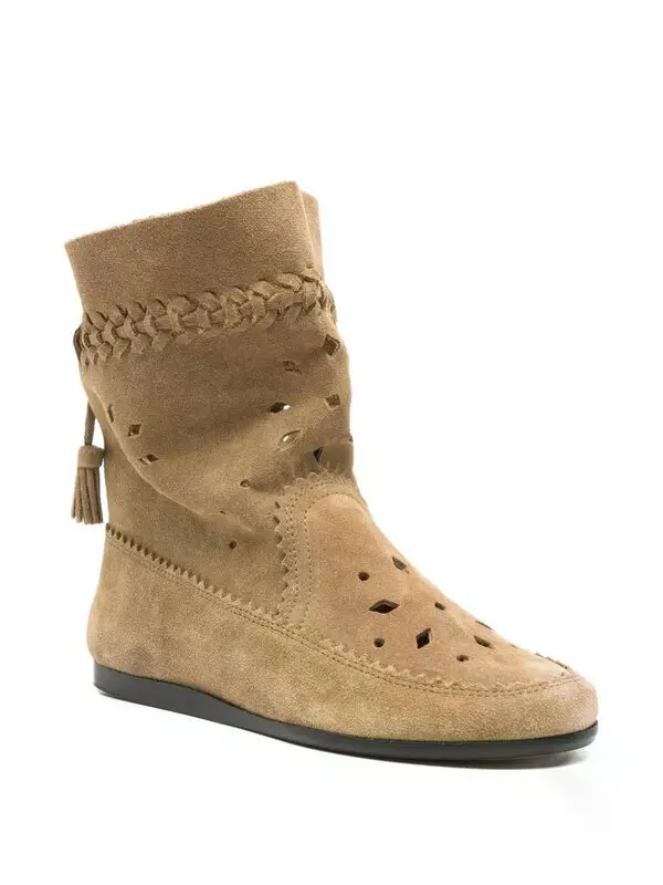 Isabel Marant Étoile Perforated Detail Tassel Detail Boots - Brown