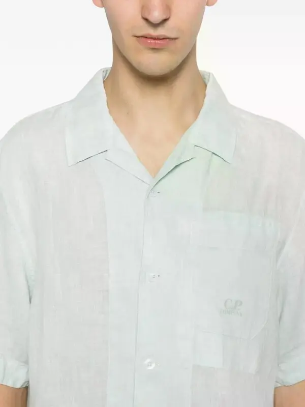 C.P. COMPANY Linen Boxy Short Sleeve Button Shirt