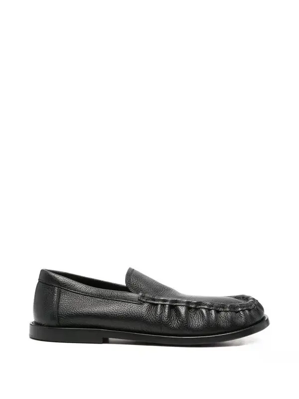 PAURA Grained Leather Gathered Loafers