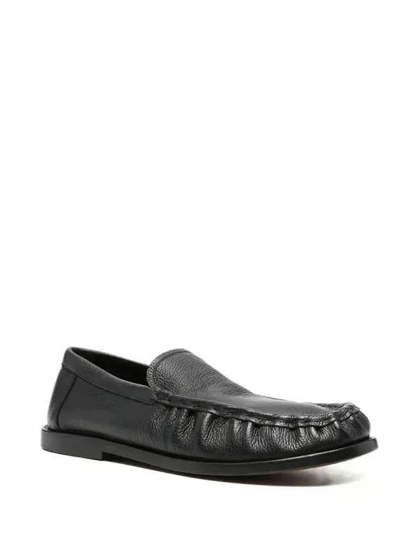 PAURA Grained Leather Gathered Loafers