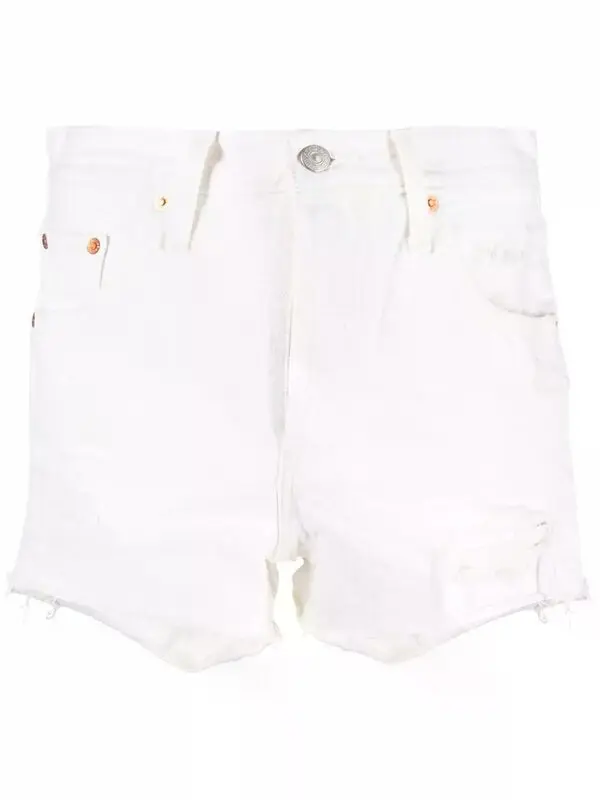 LEVI'S 501 Distressed Cotton Denim Shorts - White