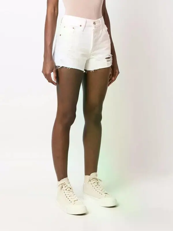 LEVI'S 501 Distressed Cotton Denim Shorts - White