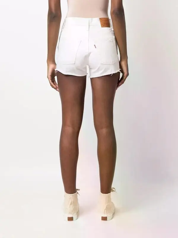 LEVI'S 501 Distressed Cotton Denim Shorts - White
