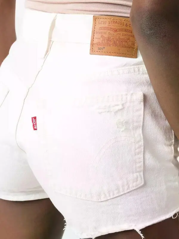 LEVI'S 501 Distressed Cotton Denim Shorts - White
