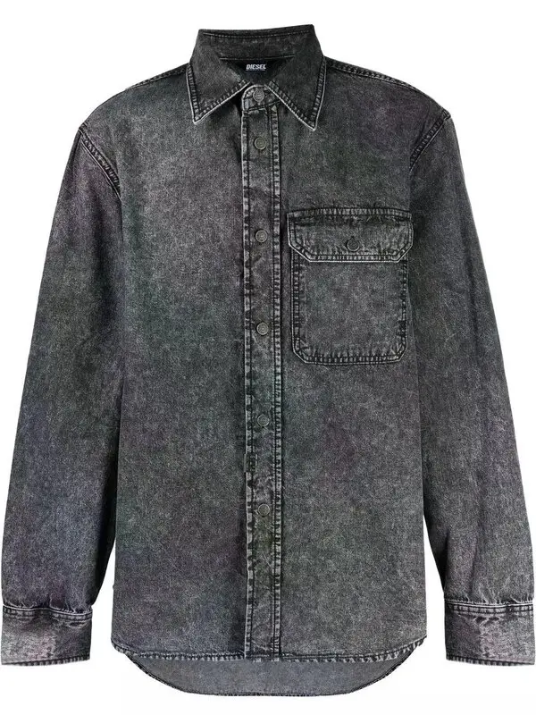 DIESEL® Grey Marbled Effect Denim Jacket