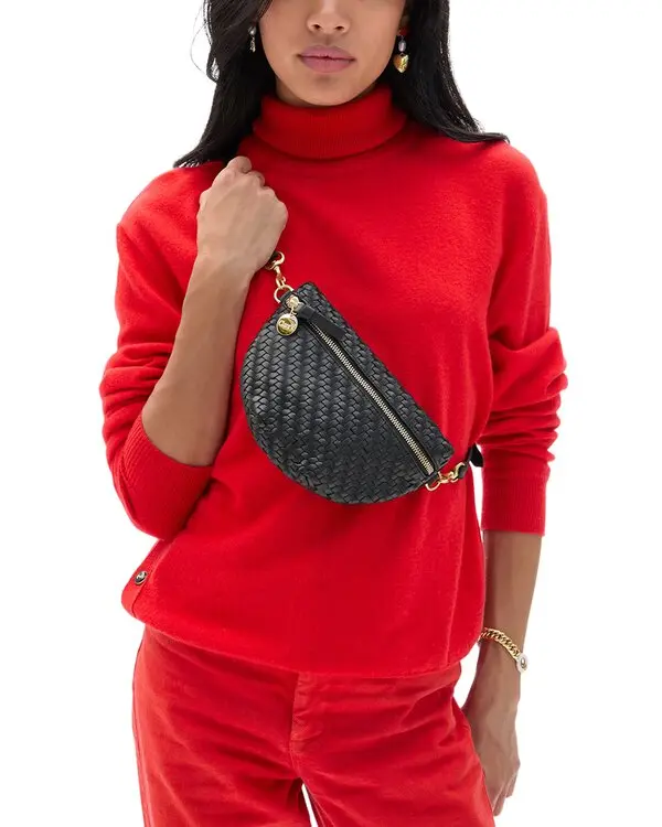 Clare V. Petite Woven Leather Fanny Pack