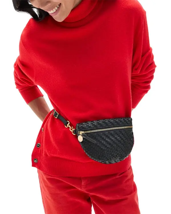 Clare V. Petite Woven Leather Fanny Pack