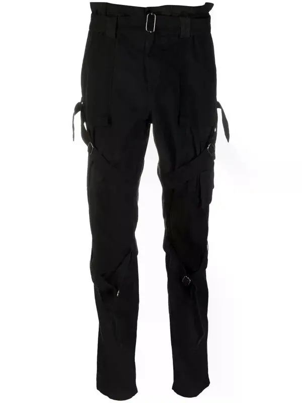 DIESEL® Belted Waist Trousers With Decorative Buckle Detail - Black
