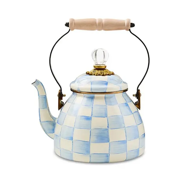 MACKENZIE-CHILDS Check 2 Quart Tea Kettle - Sky