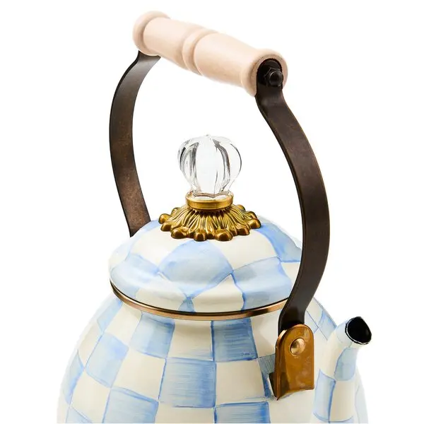 MACKENZIE-CHILDS Check 2 Quart Tea Kettle - Sky