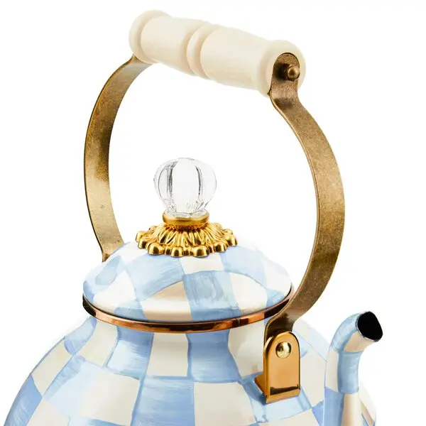 MACKENZIE-CHILDS Check 3 Quart Tea Kettle - Sky