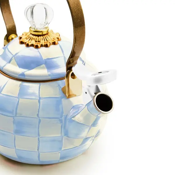 MACKENZIE-CHILDS Check 2 Quart Whistling Tea Kettle