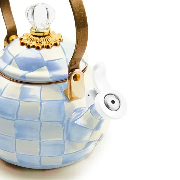 MACKENZIE-CHILDS Check 2 Quart Whistling Tea Kettle