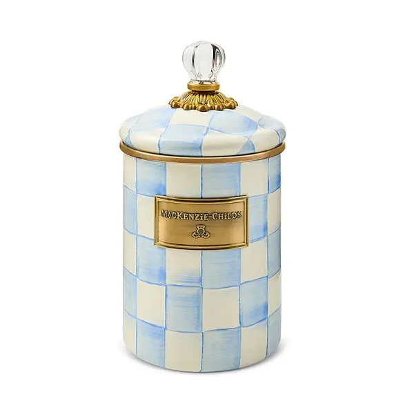 MACKENZIE-CHILDS Check Medium Canister - Sky