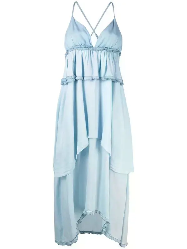 Pinko Agatha Ruffled Tiered Midi Dress - Blue