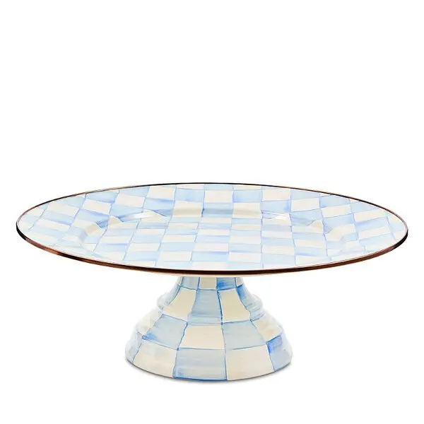MACKENZIE-CHILDS Check Large Pedestal Platter - Sky