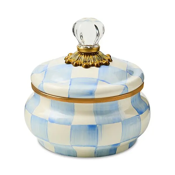 MACKENZIE-CHILDS Check Squashed Pot - Sky