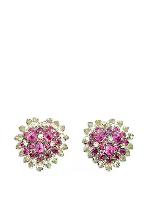 Dior Crystal And -tone Heart Shape Earrings - Silver