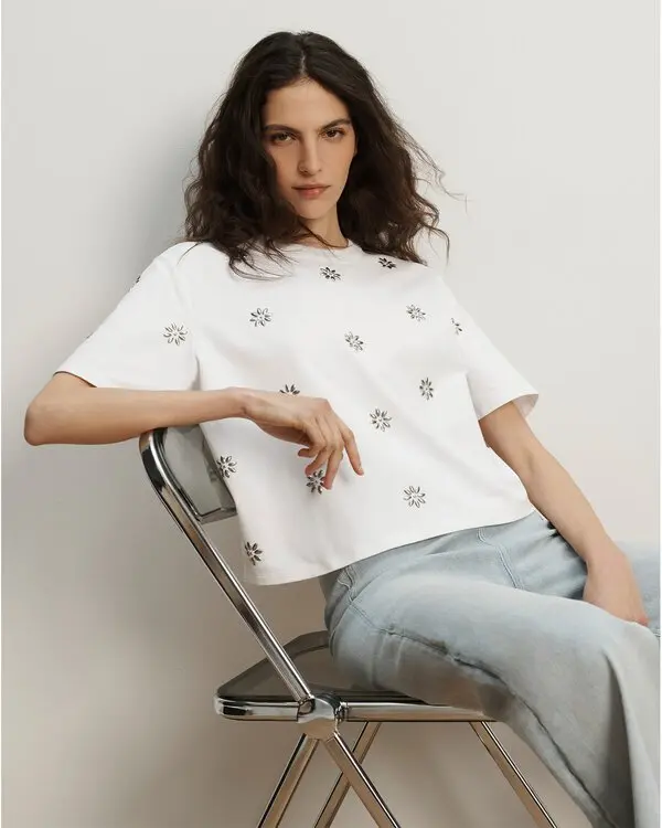 Veronica Beard Embellished Cotton T-shirt