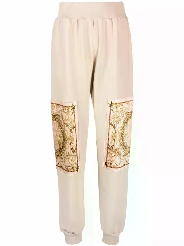 Philipp Plein Beige Cotton New Baroque Print Joggers