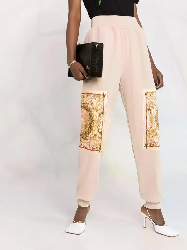 Philipp Plein Beige Cotton New Baroque Print Joggers