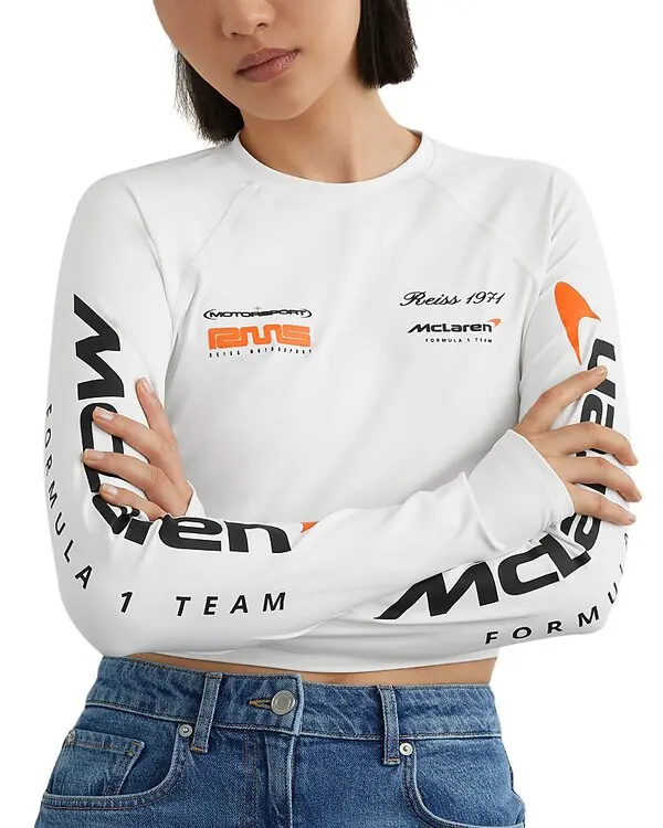REISS Long Sleeved Mclaren Printed Top - White