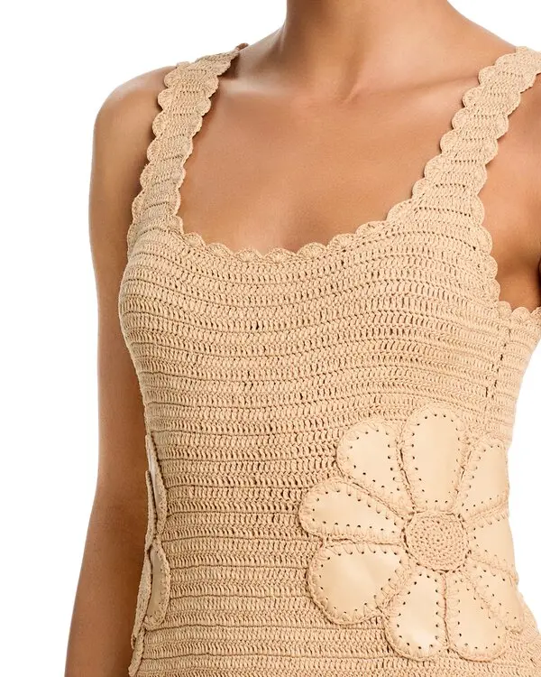 Ramy Brook Cara Crocheted Mini Dress With Floral Appliques