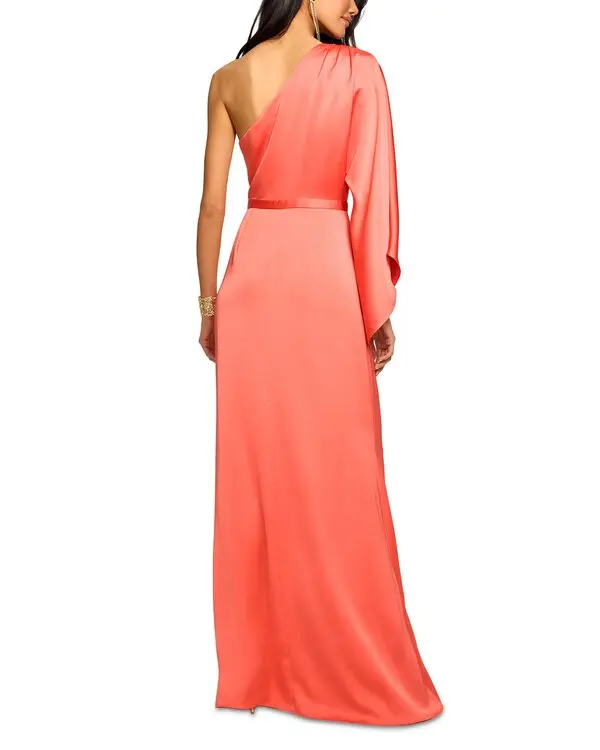 Ramy Brook Opal One-shoulder Gown - Coral
