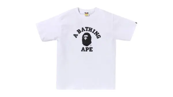 A BATHING APE Crystal Stone Eye College Tee Shirt - White