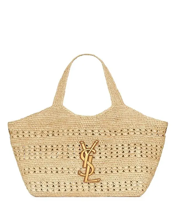 Saint Laurent Icare Raffia Tote Bag - Natural