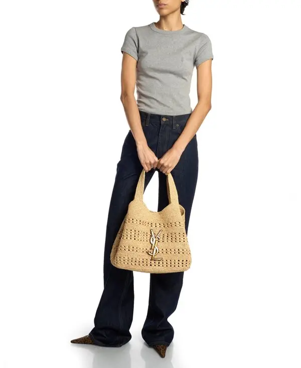 Saint Laurent Icare Raffia Tote Bag - Natural