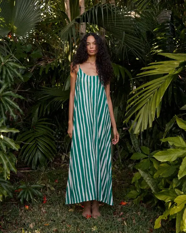 Natalie Martin Heather Stripe Cotton Maxi Slip Dress